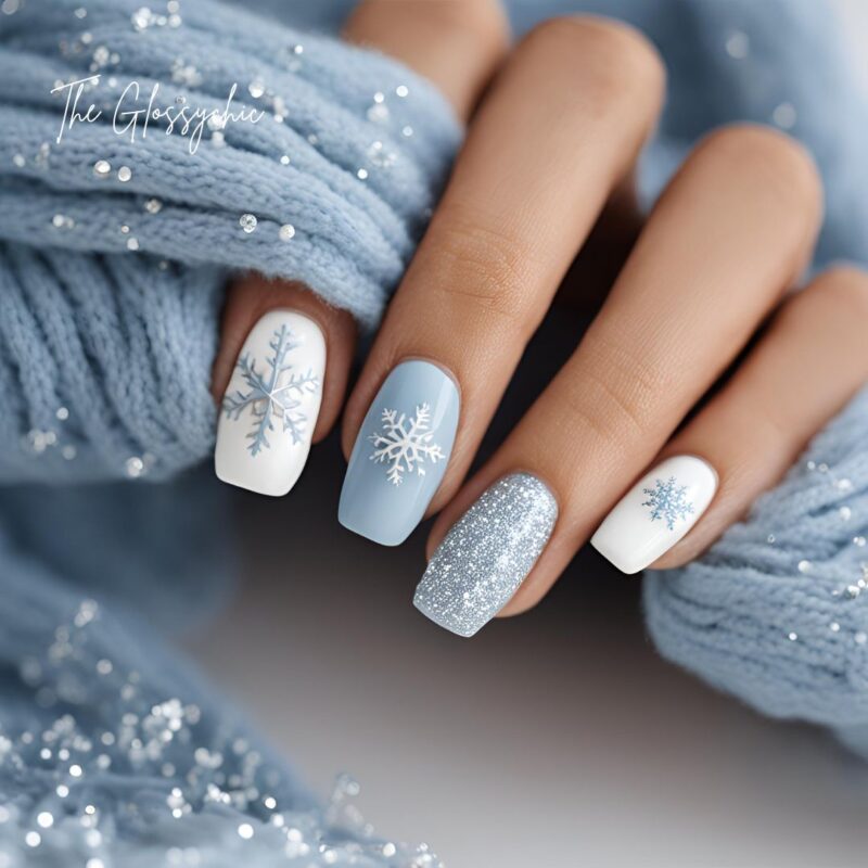 14 Enchanting Snowflakes Nail Designs For Winter - The Glossychic