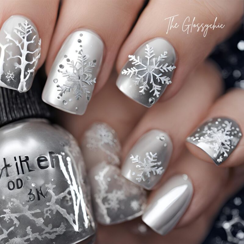 14 Enchanting Snowflakes Nail Designs For Winter - The Glossychic